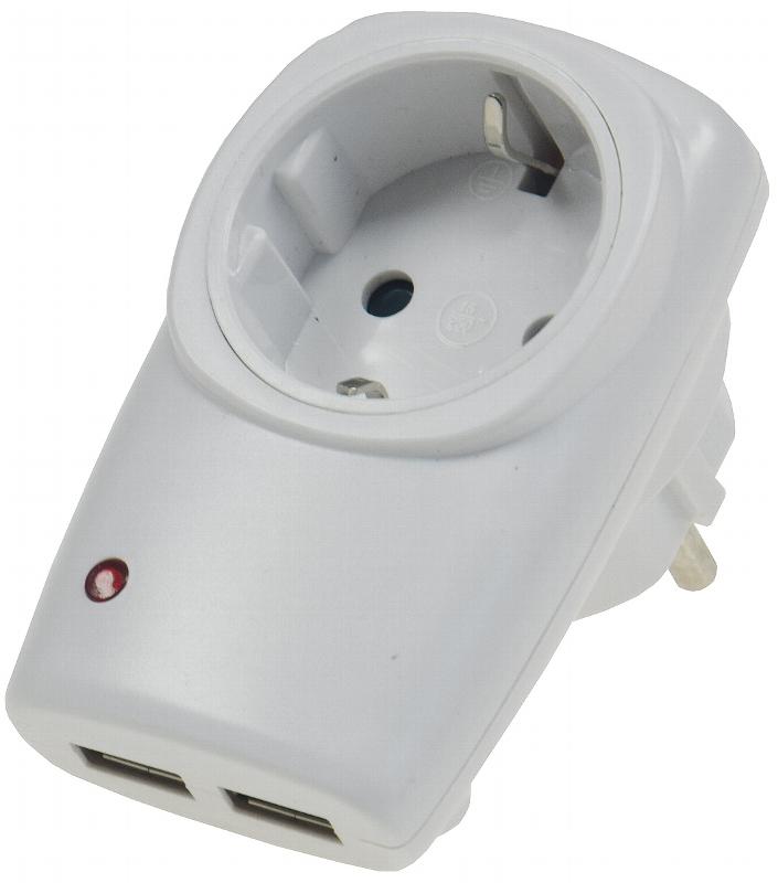 E44-Prise electrique avec 2 x port usb 2.1a à 9,90 € (Sortie USB)