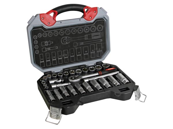 E44-Clef à cliquet 3/8 - 29 pcs à 59,00 € (Clefs a douilles)